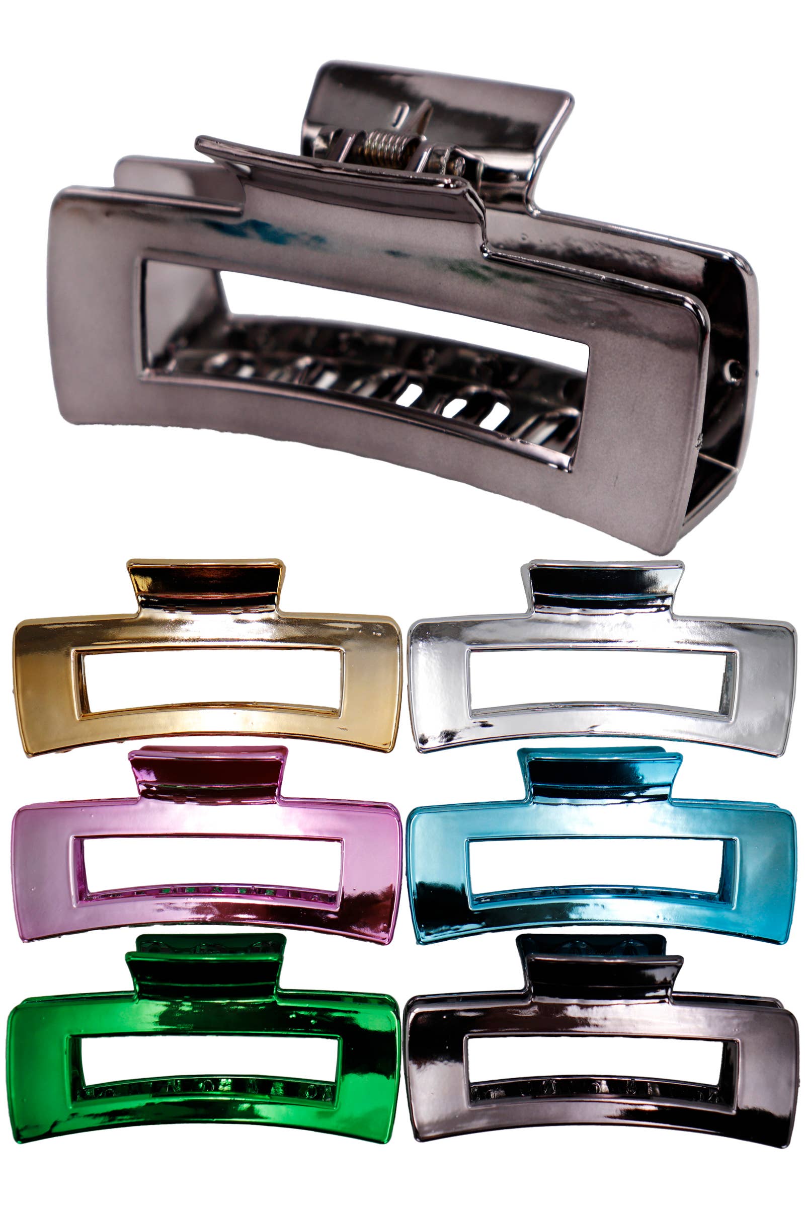 Metallic Wide Block Y2K Clip Hair Claw - 4 Inch – Grace+Grit ...